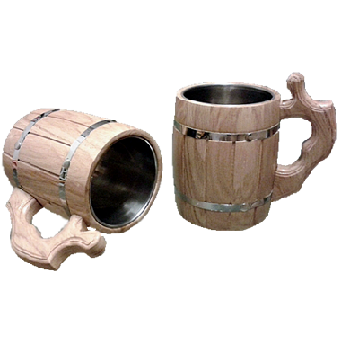 Chope à Bière en Bois et Inox 0.5 Litre - Bois et Poterie.com